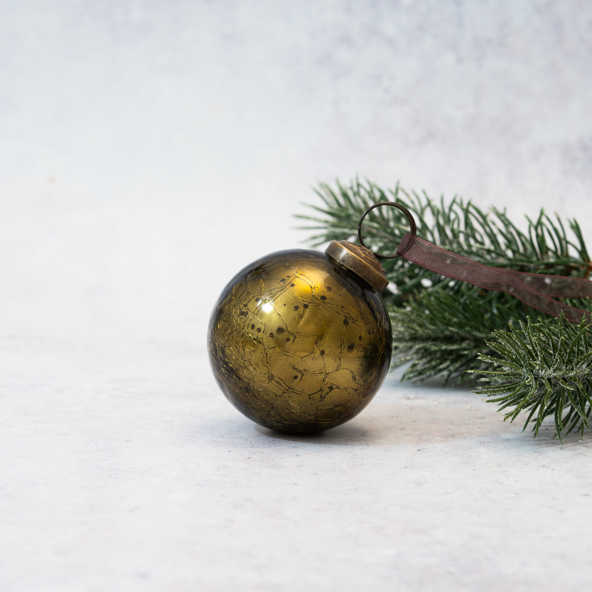 3" Olive Green Crackle Glass Christmas Bauble – Arthur Cameron Trade