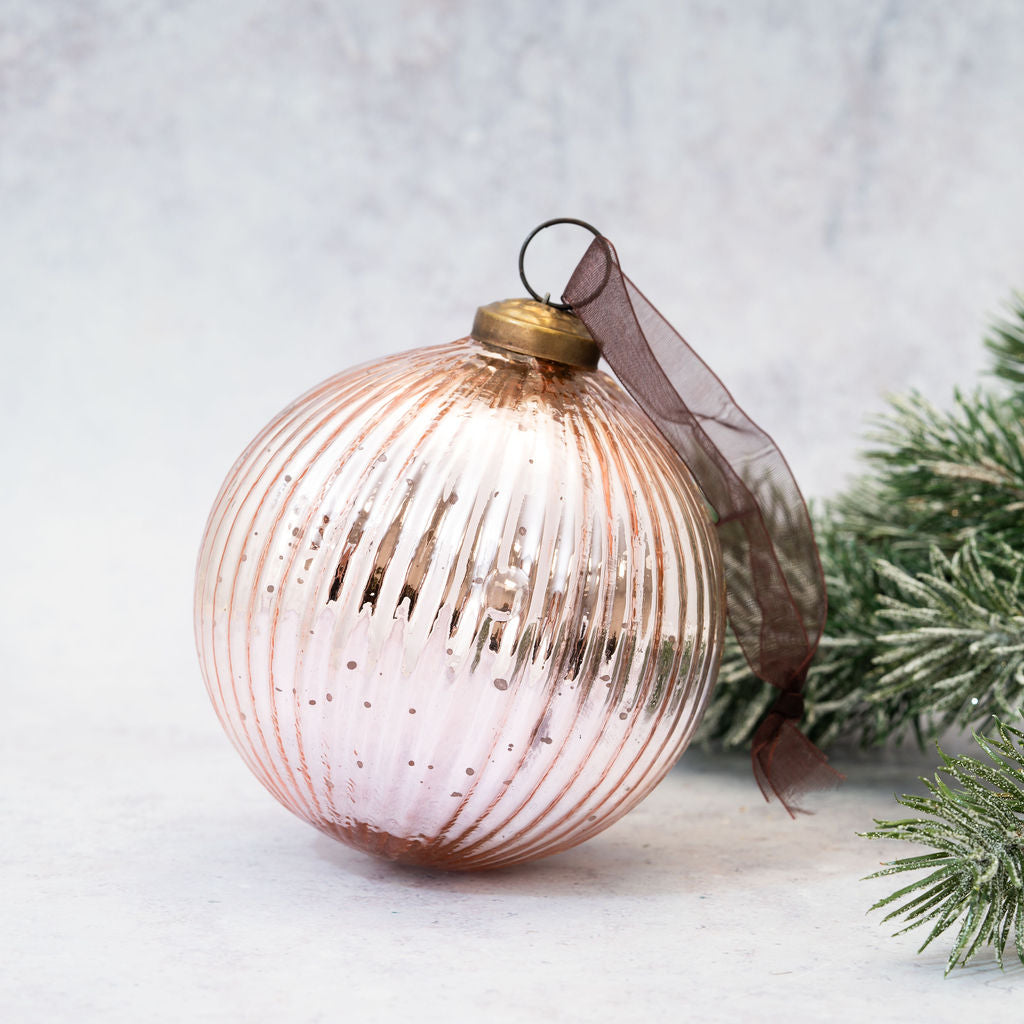 4" Rose Glass Ribbed Ball Decoration – Arthur Cameron Trade