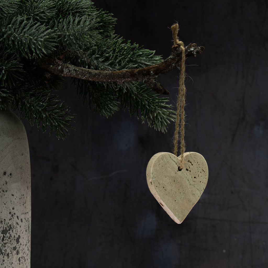 Travertine Hanging Heart Decoration – Arthur Cameron Trade