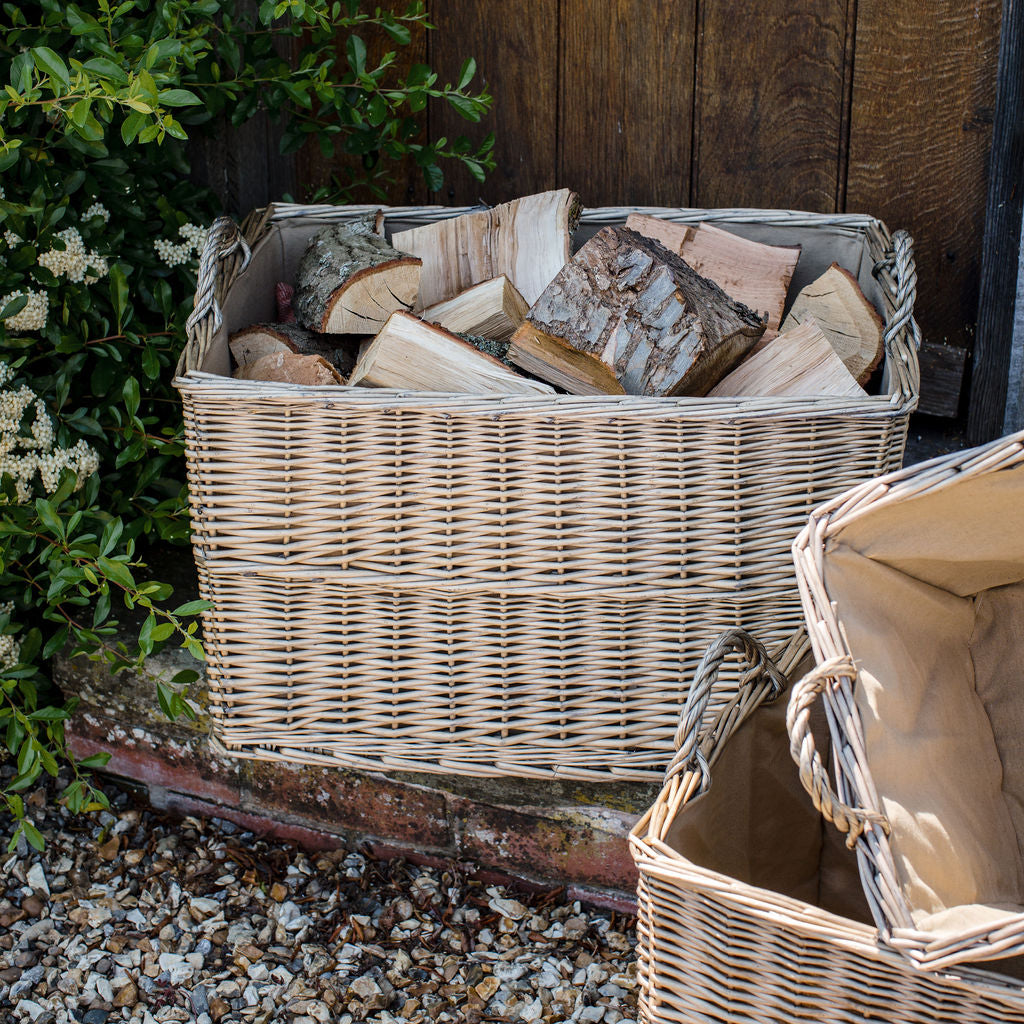 Light Grey Wicker Rectangular Log Basket - Set of 3 – Arthur Cameron Trade
