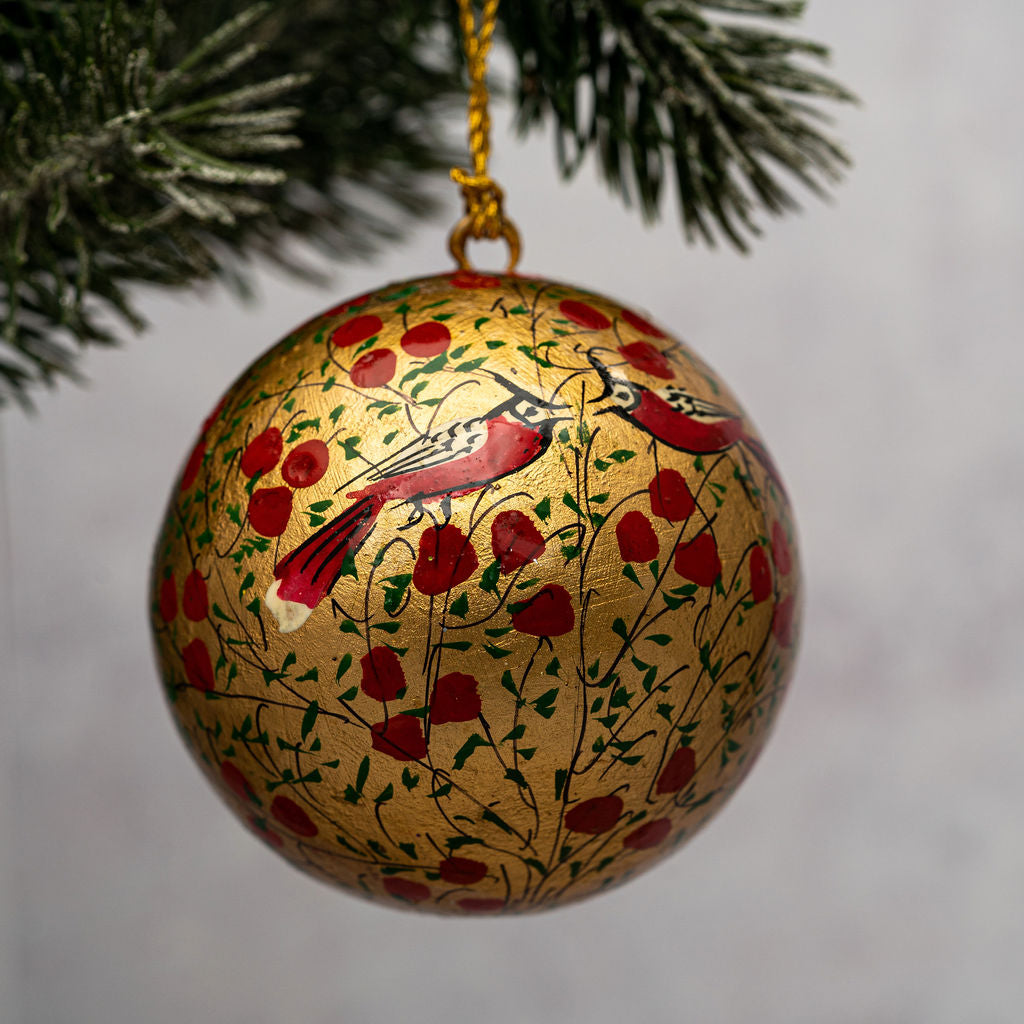 2" Red and Gold Bird Christmas Bauble – Arthur Cameron Trade