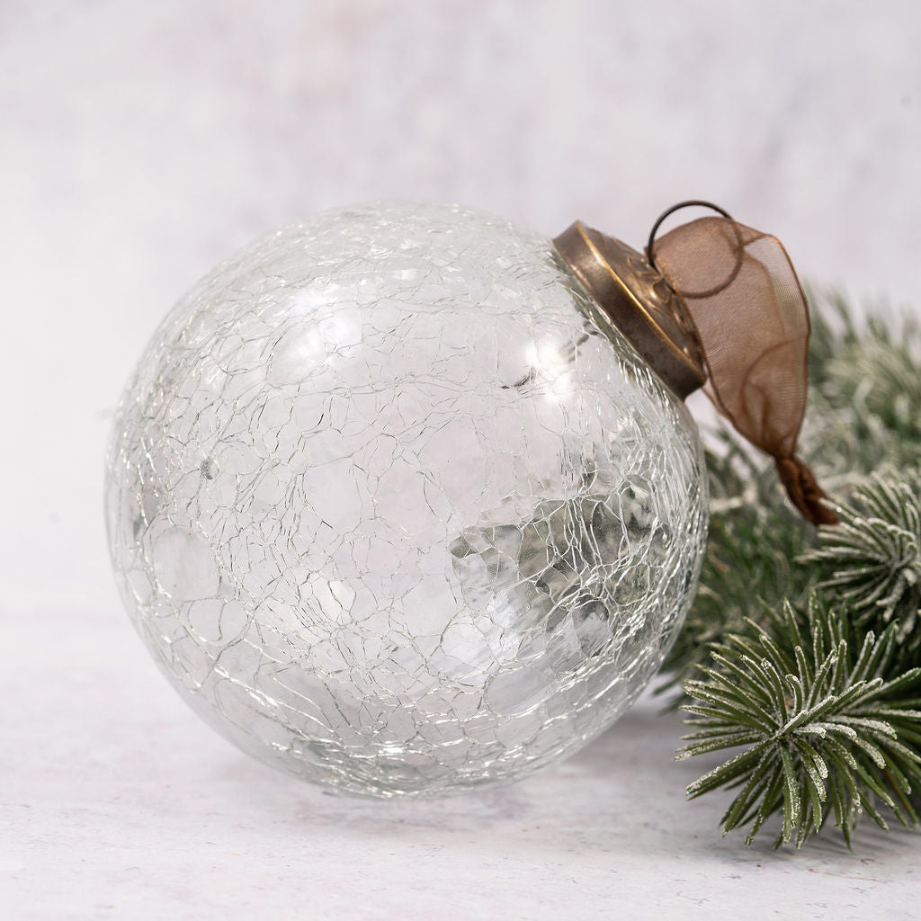 4" Clear Crackle Glass Christmas Bauble – Arthur Cameron Trade